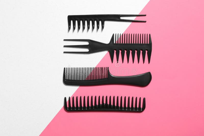 Set of Black Combs on Color Background Stock Image - Image of home ...