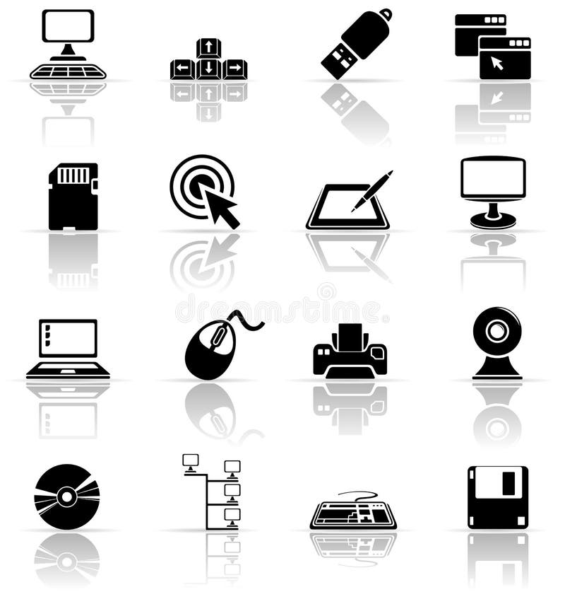 Computer Hardware Icons stock vector. Illustration of drive - 26739197
