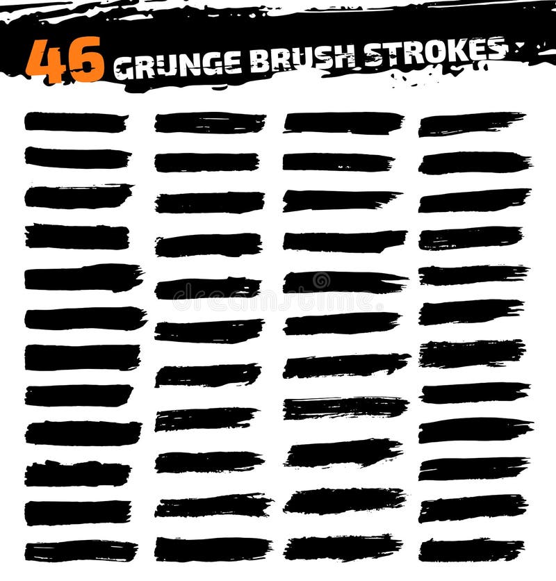 Vector Set of Grunge Brush Strokes Stock Vector - Illustration of paint ...