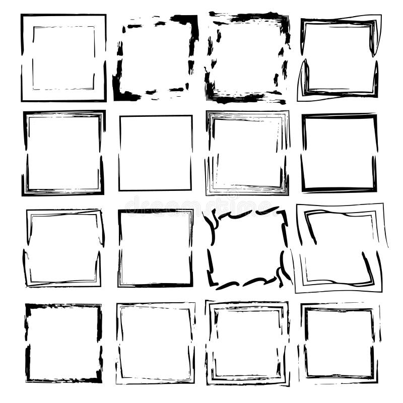 Set of Black Square Vector Grunge Frames Stock Vector - Illustration of cadre, empty: 174564552