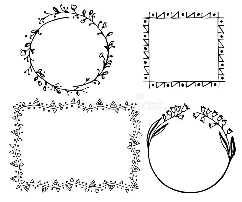 Set of 4 black frames stock vector. Illustration of drawing - 59642598