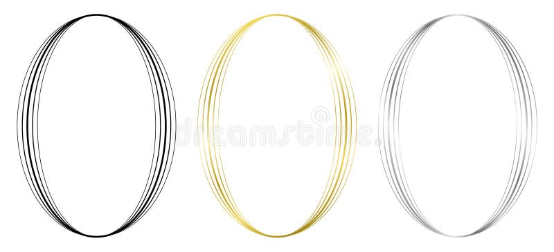 Set of Black, Golden and Silver Oval Frames Stock Vector - Illustration ...