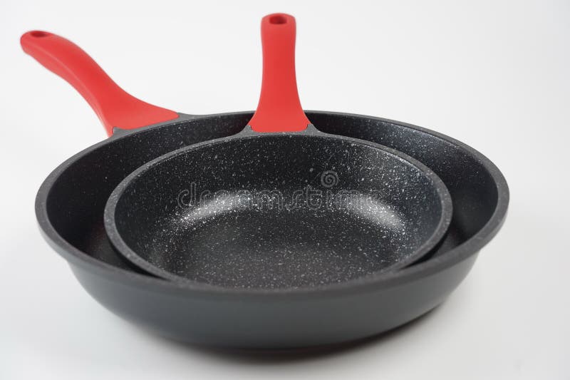 Set of Black Granite Frying Pans with Handles, with a Nonstick Surface ...