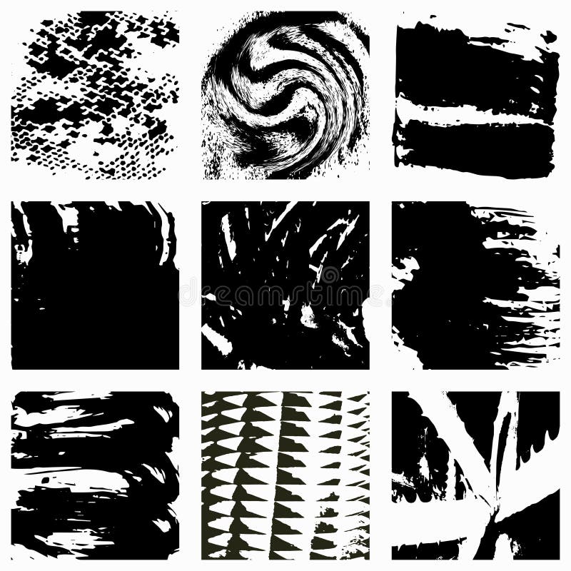 Set Black Grunge Design Element Stock Vector - Illustration of round ...