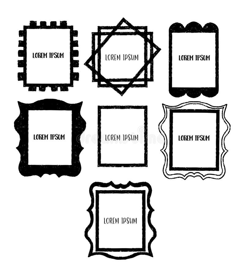 Set of Black Grunge Frames. Grainy Effect. Trendy Vector Texture Stock ...