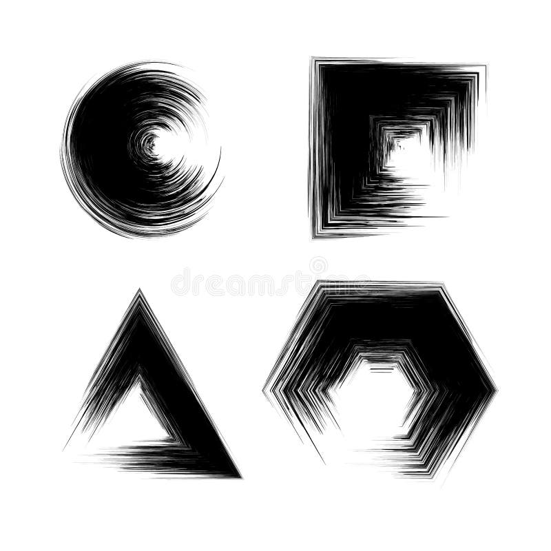 Set of Black Grunge Shapes stock illustration. Illustration of black ...