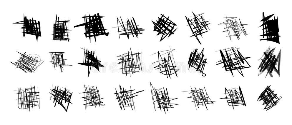 Set of Black Hand Drawn Brush Scribble Vector, Black Paint Stroke ...
