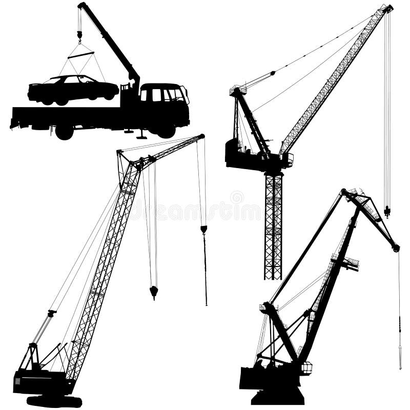Set of Black Hoisting Cranes Isolated on White Background Stock Vector ... Set of Black Hoisting Cranes Isolated on White Background Stock Vector ...