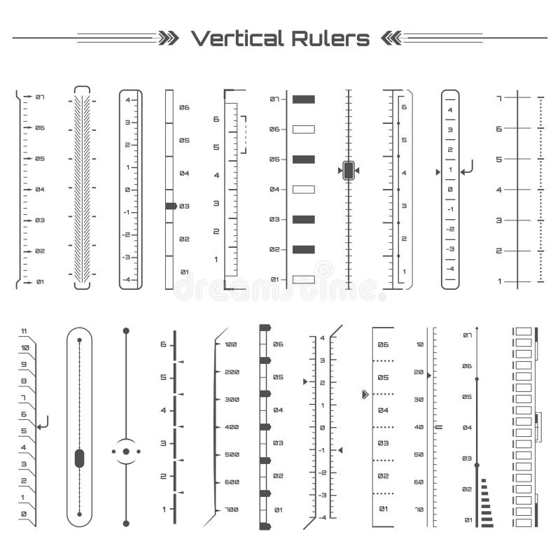Set of Black Hud Vertical Rulers Infographic Elements. Futuristic User ...