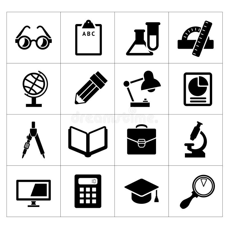 School and Education Icons Set Stock Vector - Illustration of icon ...