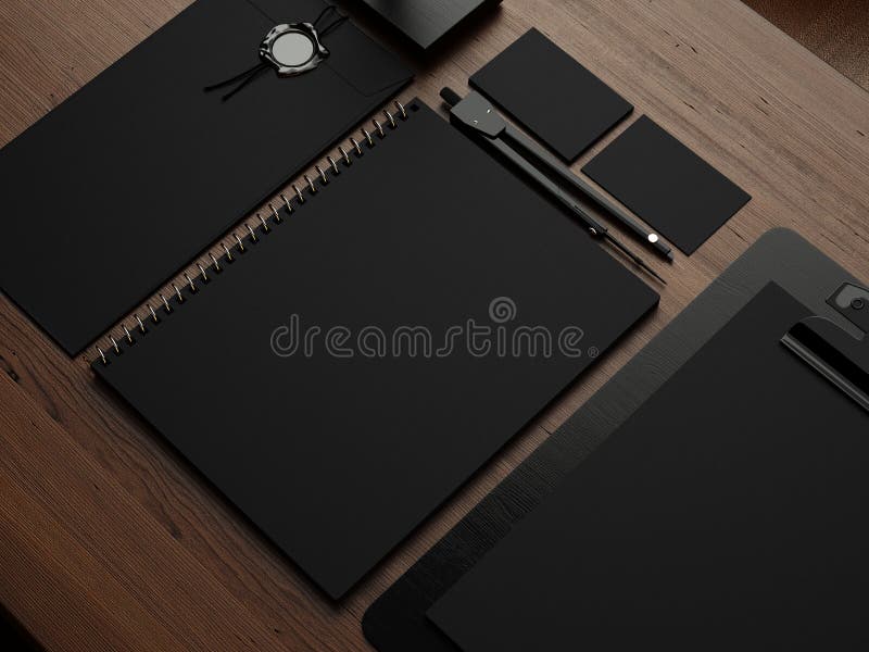 Set of Black Identity Elements on Black Paper Background Stock ...