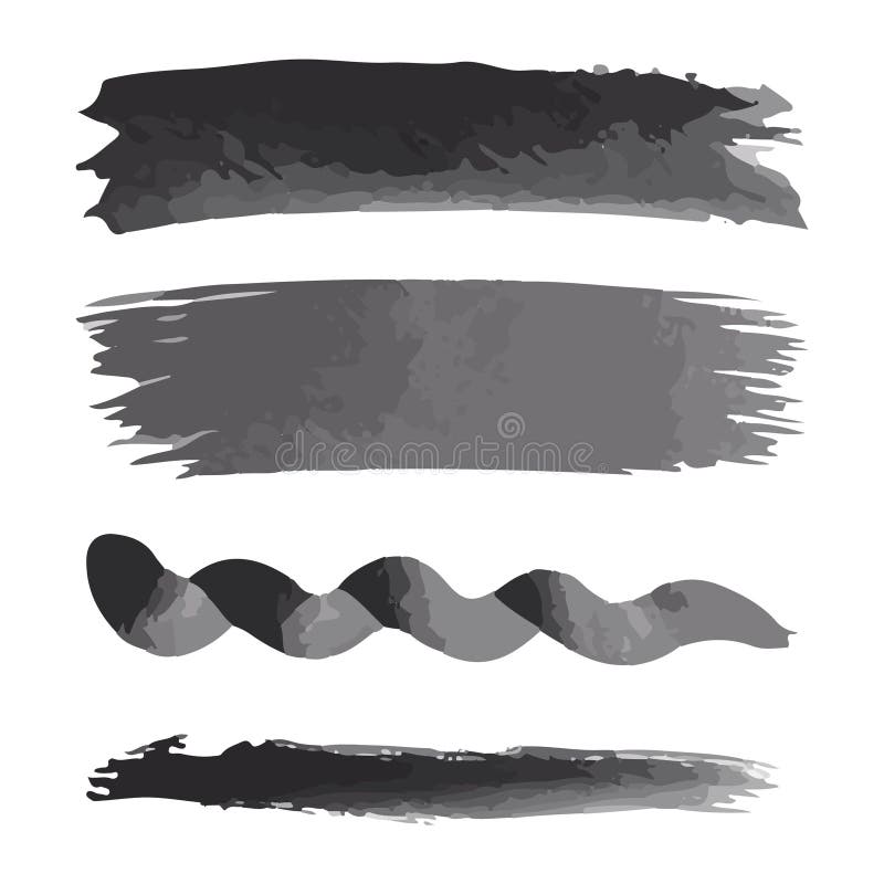 A Set of Black Ink Brush Textures with Different Stroke Widths and ...