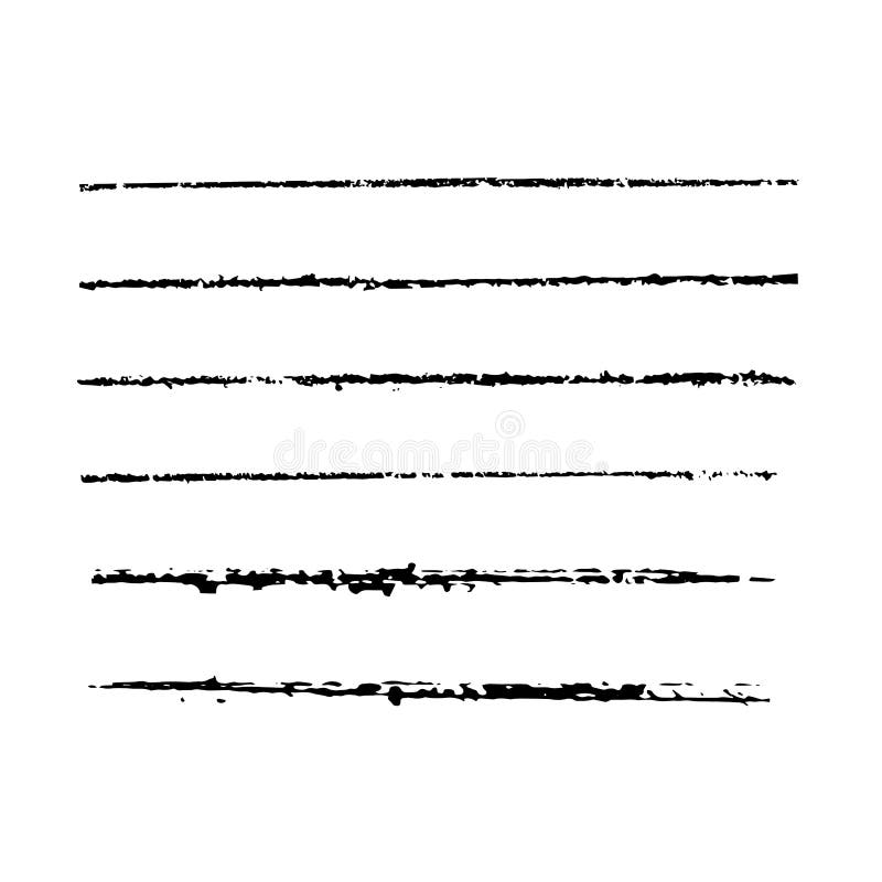 Set of Black Ink Horizontal Hand Drawn Brushes. Abstract Isolated ...