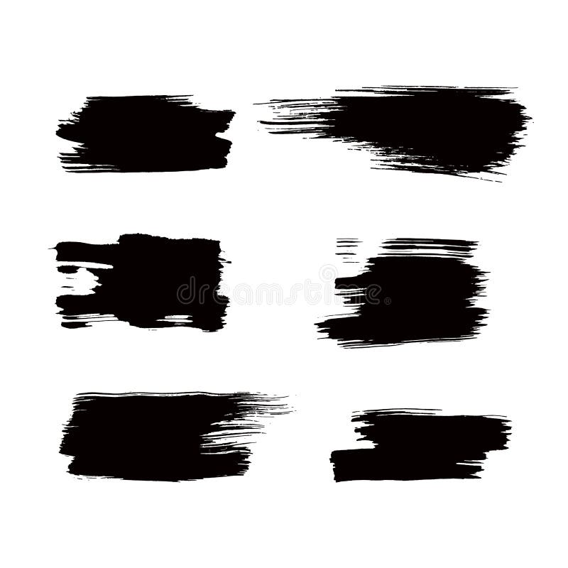 Set of Black Ink Strokes, Brush Strokes Design Element, Vector Eps 10 ...