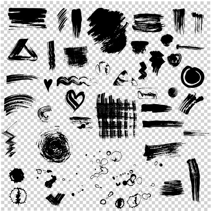 Set of Black Ink Vector Stains Isolated on Transparent Background Stock ...