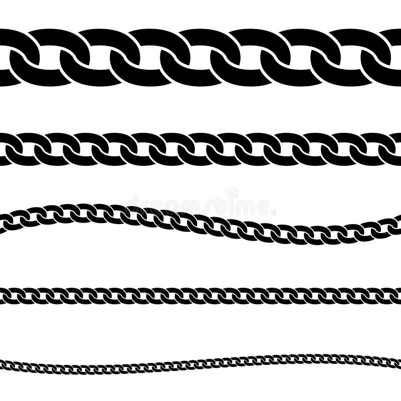 Set of Black Isolated Silhouette of Chains on White Background ...