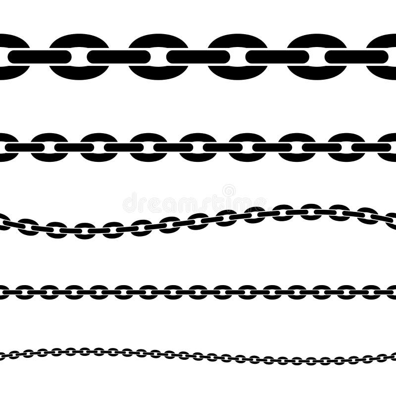 Set Seamless Chain Link. Different Chains Silhouette Black and White ...