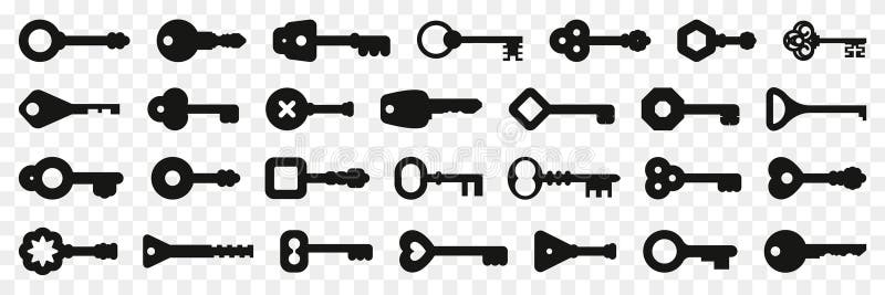 Set of Black Key Secure Icons. Black Key Shapes Collection Stock Vector ...