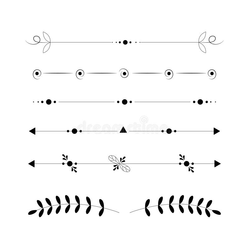 Set of Black Lines Ornaments, Frames for Illustrations on a White ...