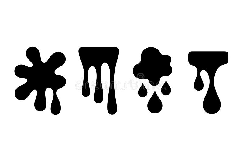 Black Liquid Drip Splashs Set for Paint and Ink Effects Stock ...