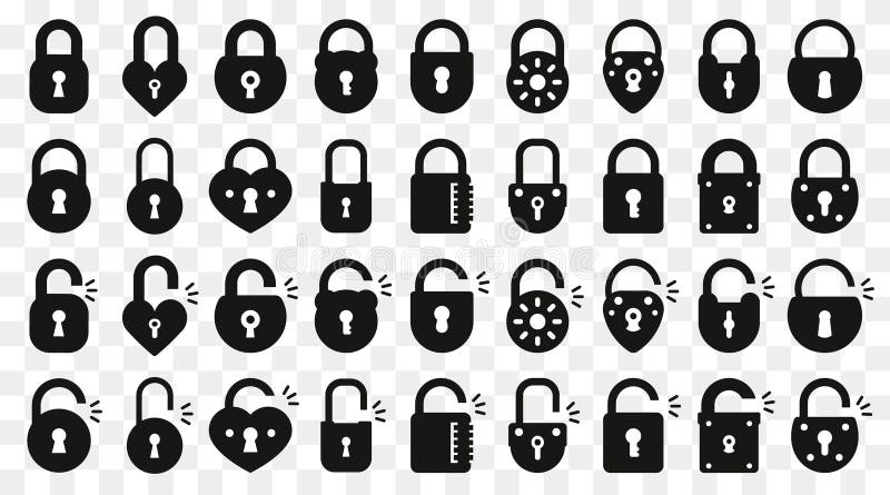Set of Black Lock Icons. Black Secure Lock Icons Stock Vector ...