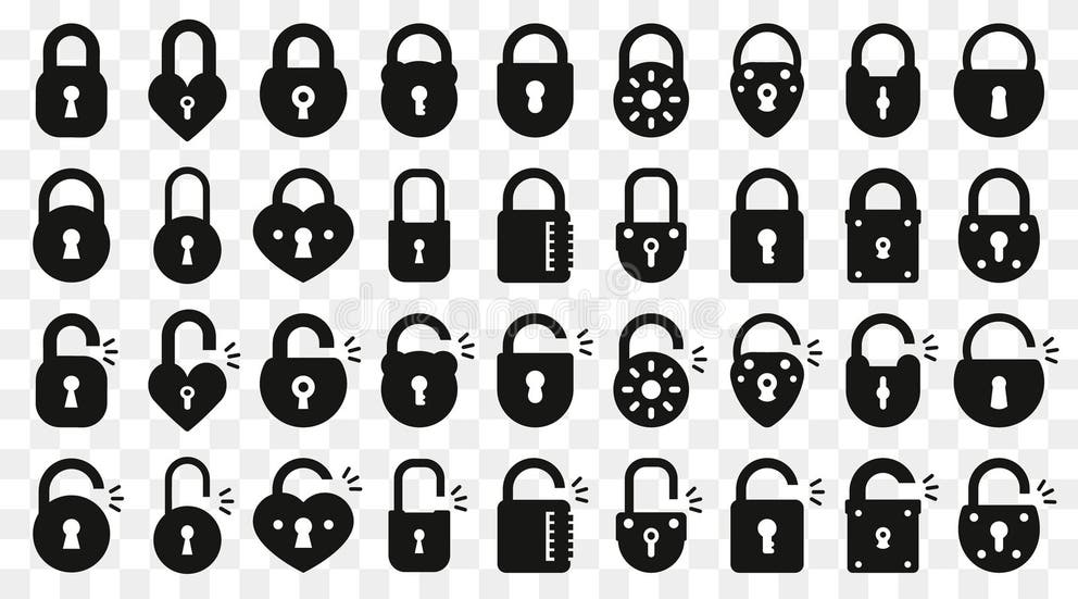 Set of Black Lock Icons. Black Secure Lock Icons Stock Vector ...