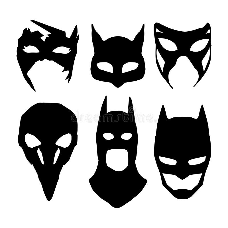 Set of Black Mask Silhouette Illustration Vector Based Drawing Vol 03 ...