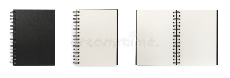 Set with Black Notebooks on White Background, Top View. Banner Design ... Set with Black Notebooks on White Background, Top View. Banner Design ...