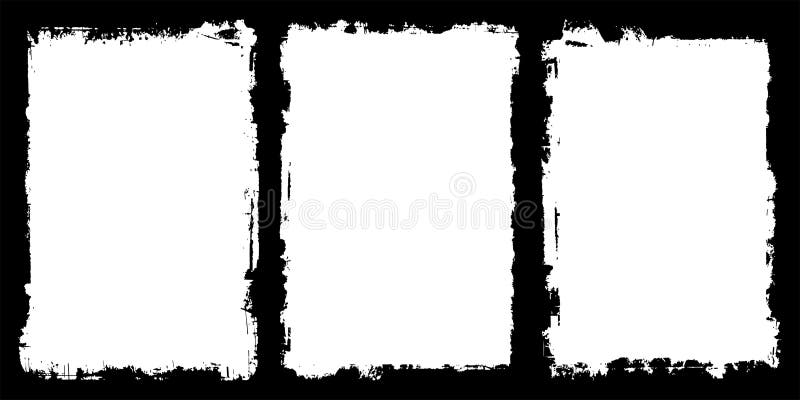 Set of Black Paint, Grunge Brush Frame Vector Template Backgrounds ...