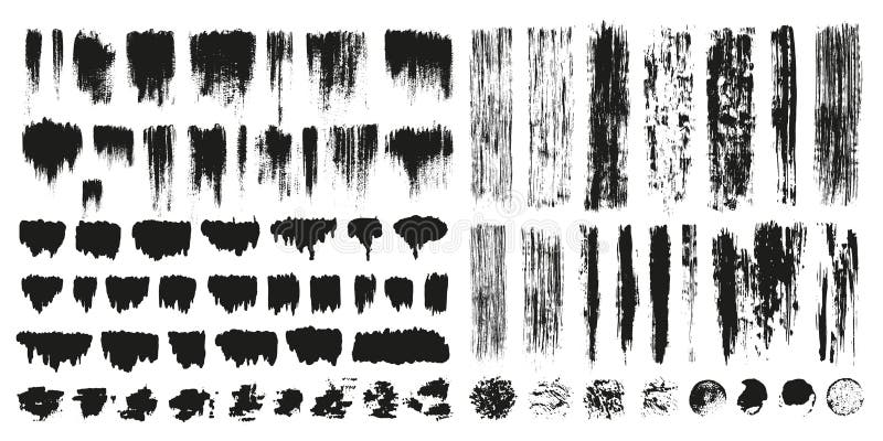 Set of Black Paint, Ink Brush Strokes, Boxes, Frames, Lines, Smudges ...