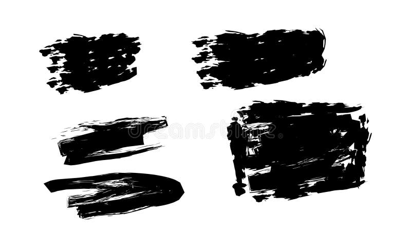 Set of Black Paint Ink Brush Strokes. Set of Hand-drawn Doodle Brush ...