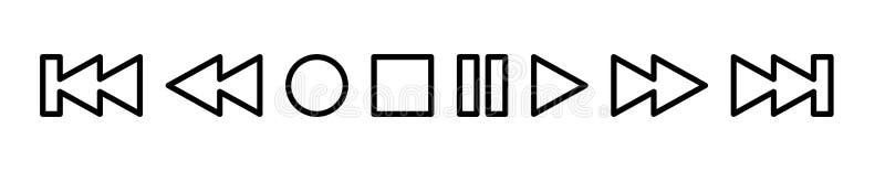 Set of Black Playback Icons Stock Vector - Illustration of rewind ...