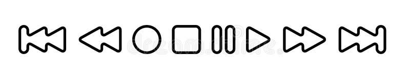 Set of Black Playback Icons Stock Illustration - Illustration of next ...