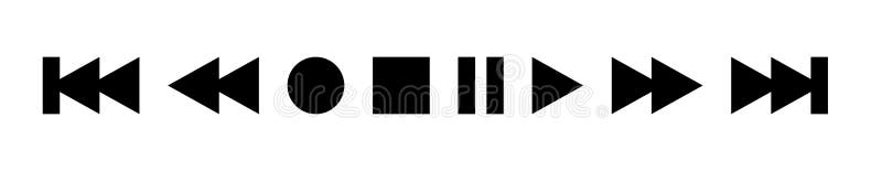 Set of Black Playback Icons Stock Illustration - Illustration of ...