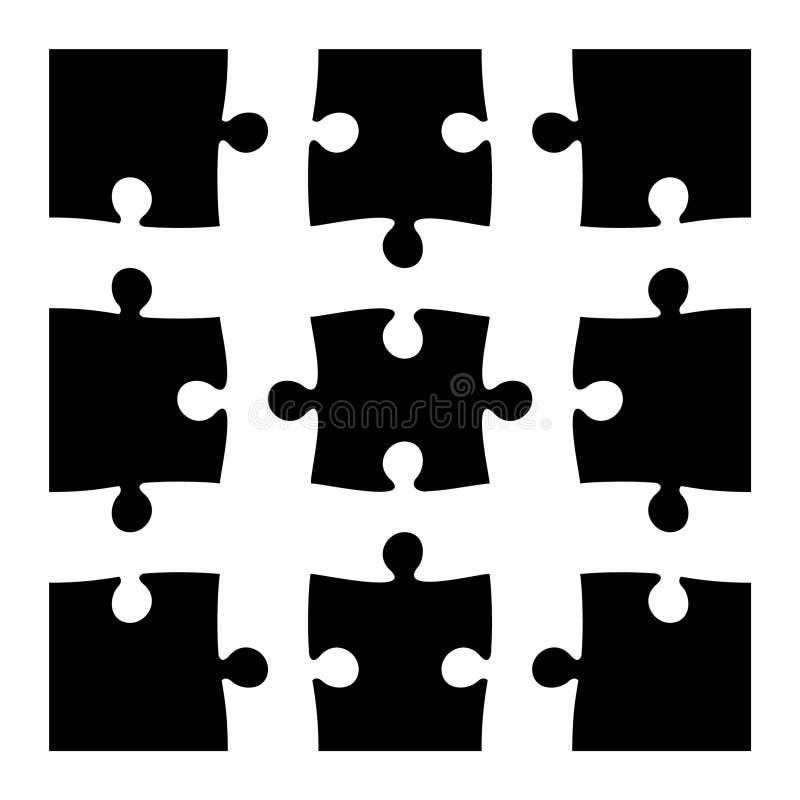 Set of Black Puzzle Pieces. Puzzle Icon Elements Collection Stock ...