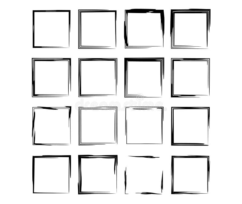 Set of Black Square Vector Grunge Frames Stock Vector - Illustration of cadre, empty: 174564552
