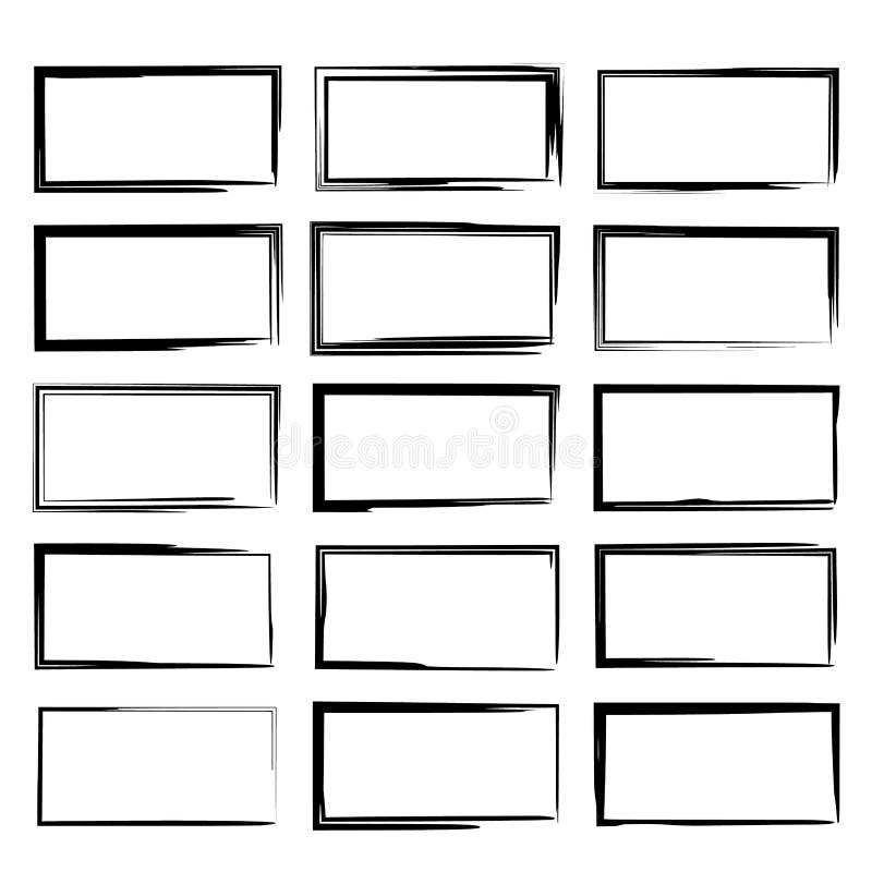 Set Of Black Empy Grunge Frames Vector Illustration Stock Vector