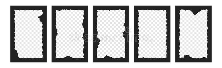 Set of Black Rectangle Shape Frames with Jagged Edges and Empty ...