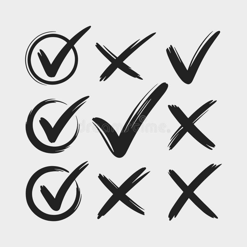 A Set of Black X S and a Check Mark. they are All Different Sizes and ...