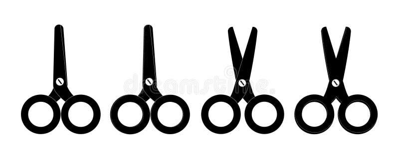 Set of Black Scissors. Scissors Open and Closed Stock Vector ...