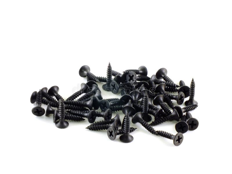 Black Screws Isolated on White Background Stock Photo - Image of ...