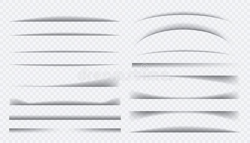 Set of Black Shadow. Paper Divider Tabs Web Lines Break Frame Realistic ...