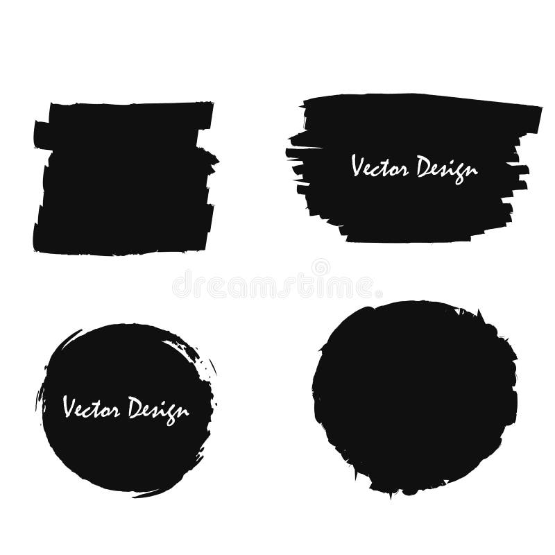 Set of Black Shapes with Paint Smears, Frames for Text Stock Vector ...