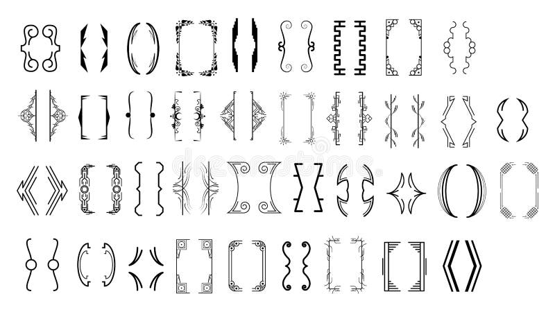 Set Black Simple Line Collection Different Doodle Brackets, Parentheses ...