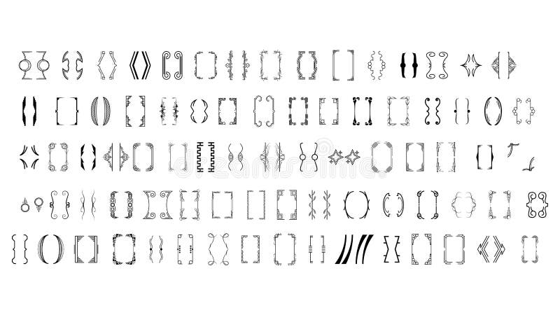 Set Black Simple Line Collection Different Doodle Brackets, Parentheses ...