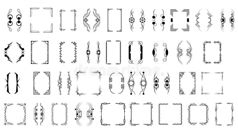 Set Black Simple Line Collection Different Doodle Brackets, Parentheses ...