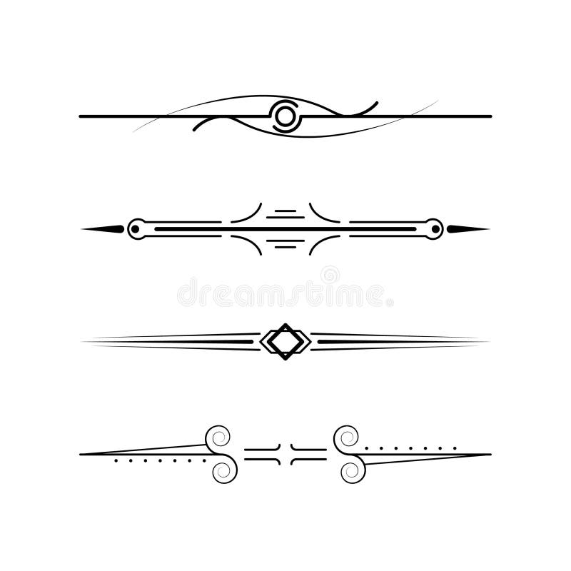 Set Black Simple Line Collection Doodle Border Elements Vector Design ...