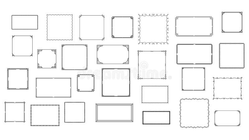 Simple Doodle, Sketch Square Vector Frames. Stock Vector - Illustration of retro, blank: 82712134