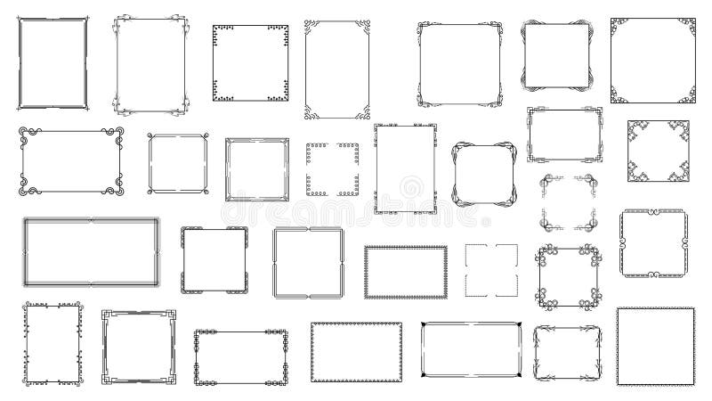 Simple Doodle, Sketch Square Vector Frames. Stock Vector - Illustration of retro, blank: 82712134