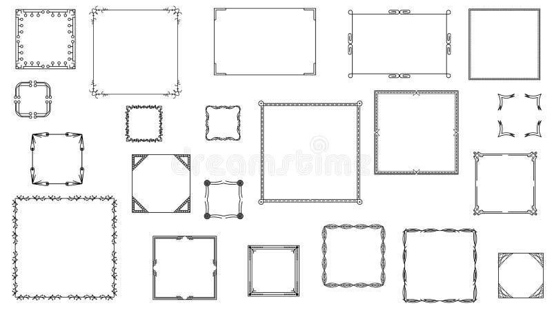 Simple Doodle, Sketch Square Vector Frames. Stock Vector - Illustration of retro, blank: 82712134